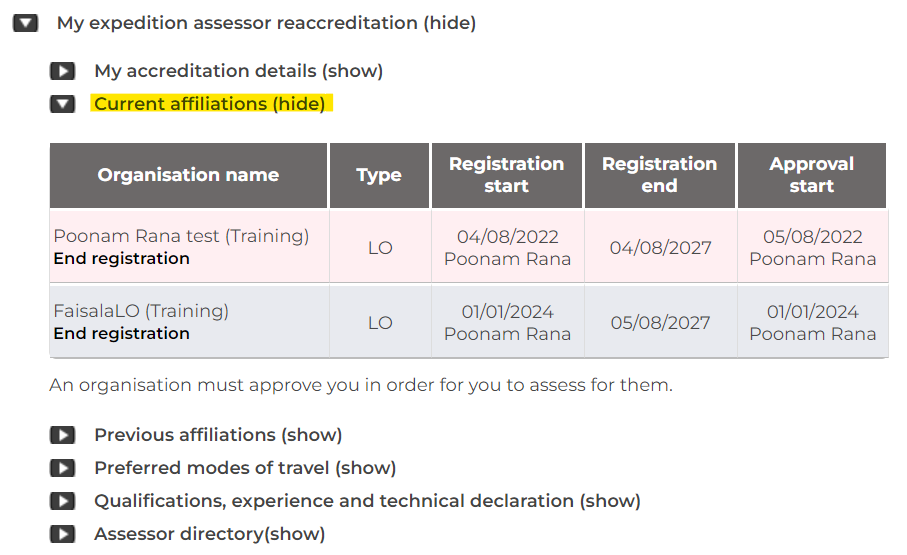 How do I view my accreditation/affiliation details? – DofE
