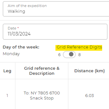 Route Card Layout Changes and Grid Reference Toggle – DofE