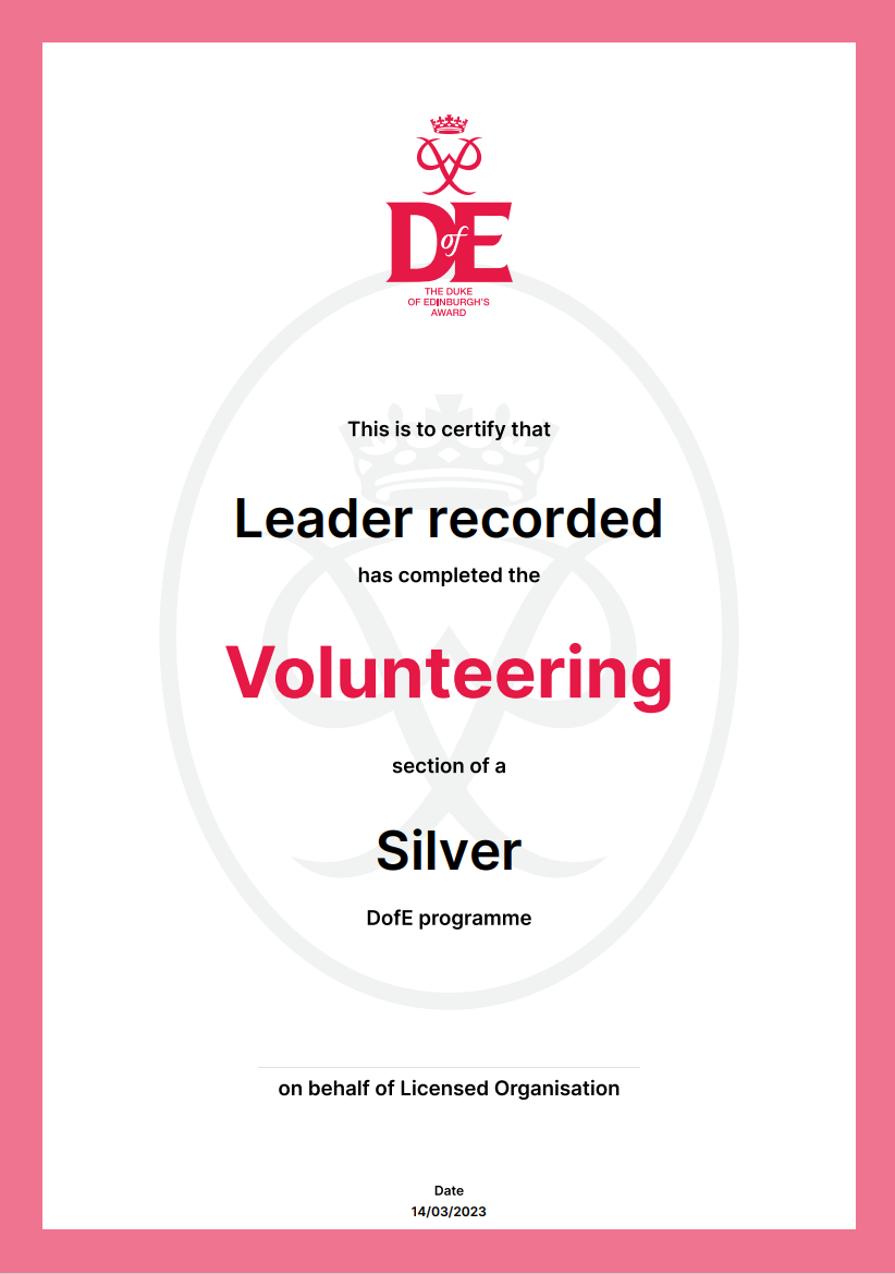 Sectional Certificates - Adults – DofE