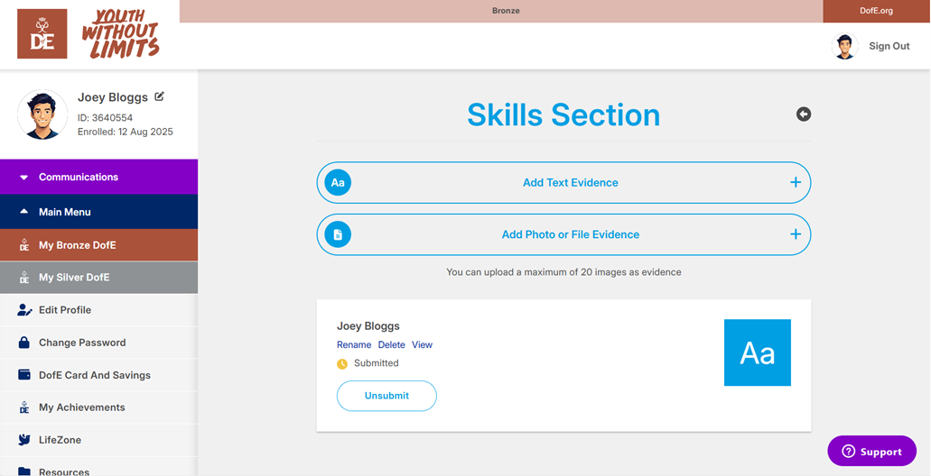 How do I add evidence as a participant? (eDofE) – DofE