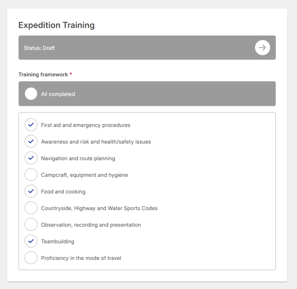Expedition section (eDofE) – DofE