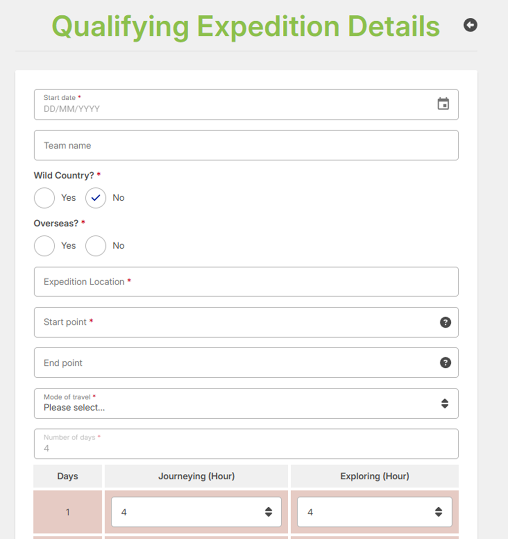 Expedition section (eDofE) – DofE