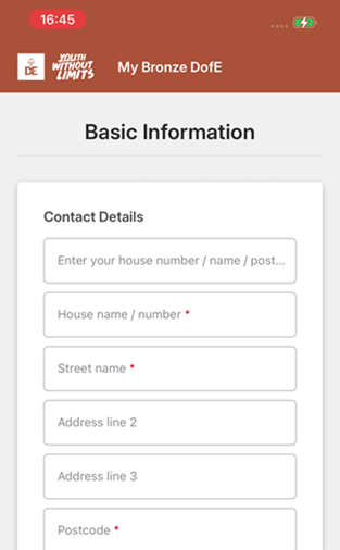DofE App - Basic Info – DofE