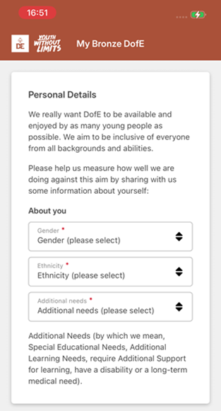 DofE App - Basic Info – DofE