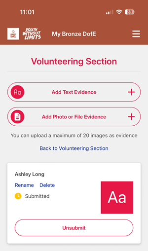 DofE App - How do I add evidence? – DofE