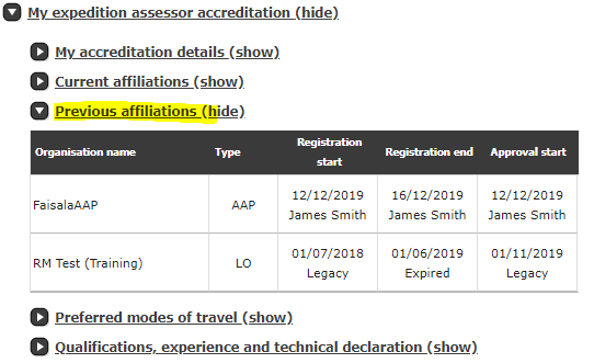 How do I view my accreditation/affiliation details? – DofE