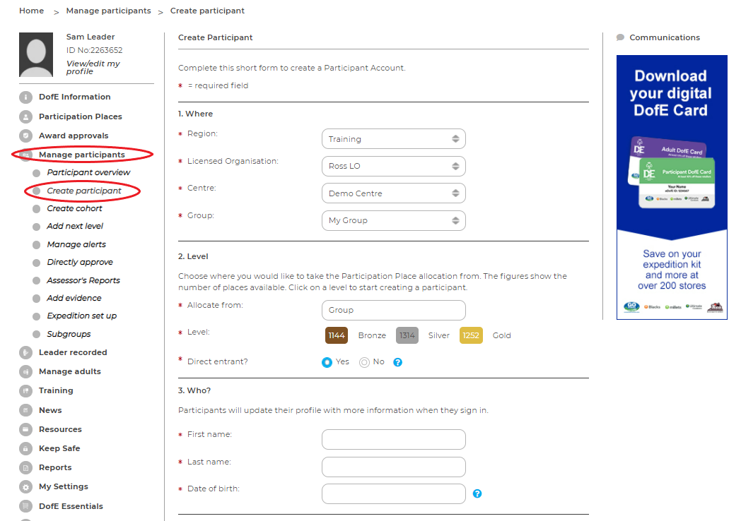 How do I create a participant on eDofE? – DofE