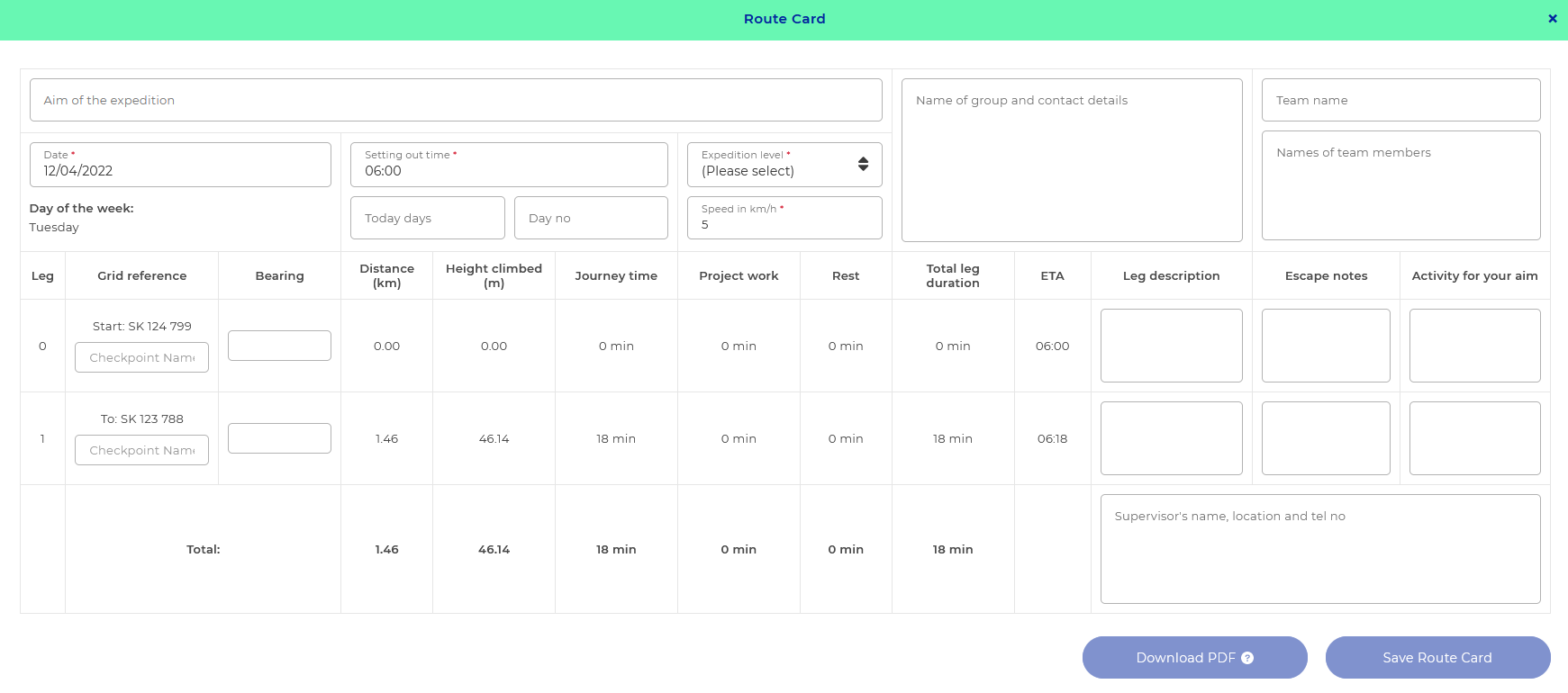 How do I create/edit my route card? – DofE
