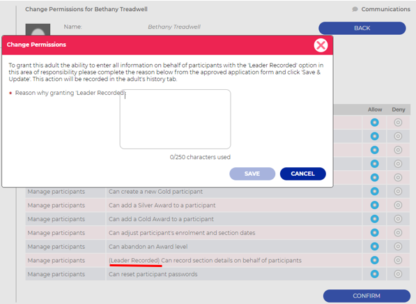 How do I change an adult's eDofE permissions? – DofE